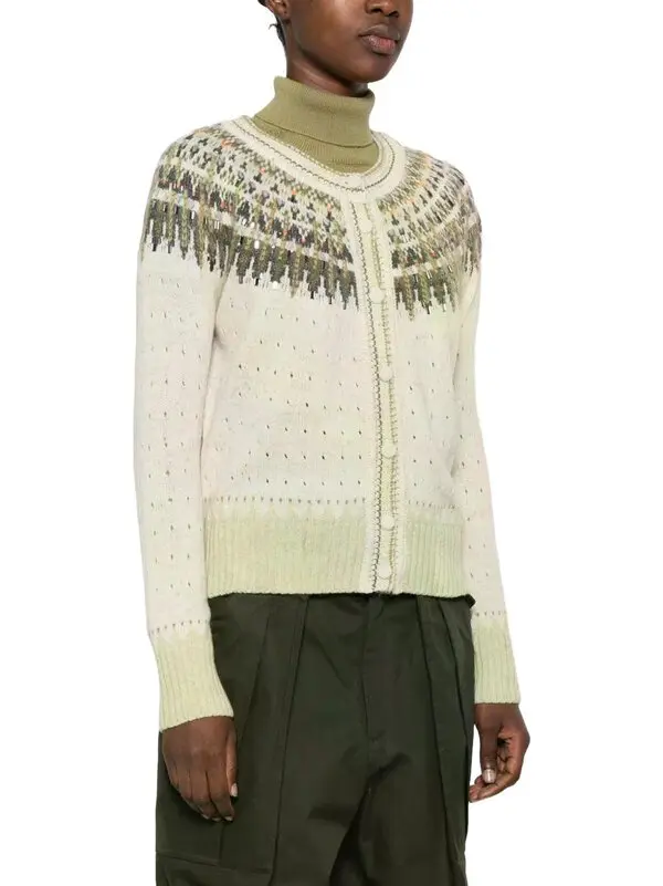 Ermanno Scervino Sequin-embellished Fair Isle Cardigan - Neutrals