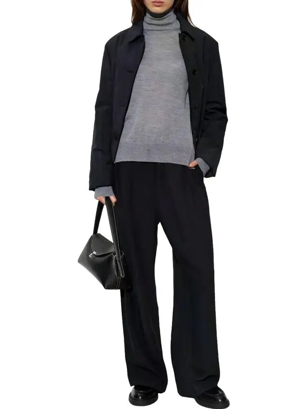 JIL SANDER Roll-neck Side-slit Sweater - Grey