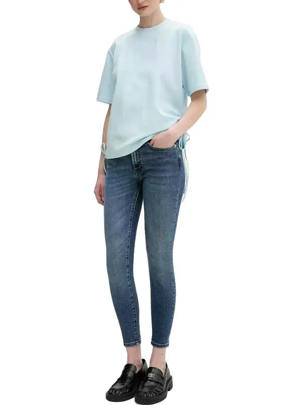 Karl Lagerfeld Logo-embroidered Drawstring-side T-shirt - Blue