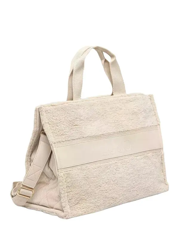 Liu Jo Faux-shearling Logo-embossed Tote Bag - Neutrals