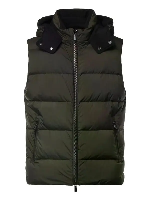 MOORER Hooded Padded Gilet - Green
