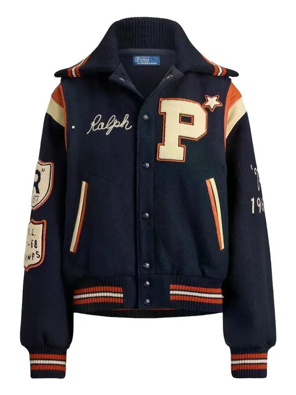 Polo Ralph Lauren Patch-detail Panelled Bomber Jacket - Blue