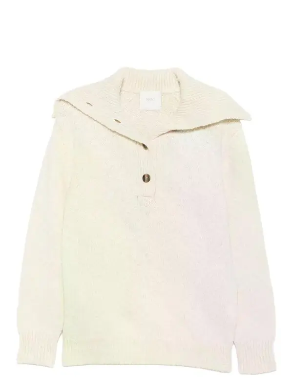 Malo Sailor Collar Button-up Knit - Neutrals