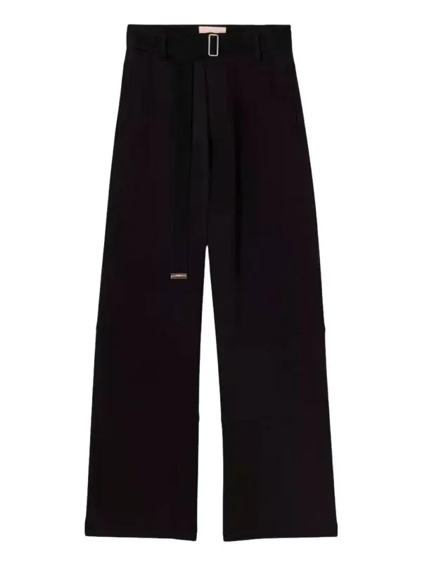 Plan C Belted Wide-leg Trousers - Black