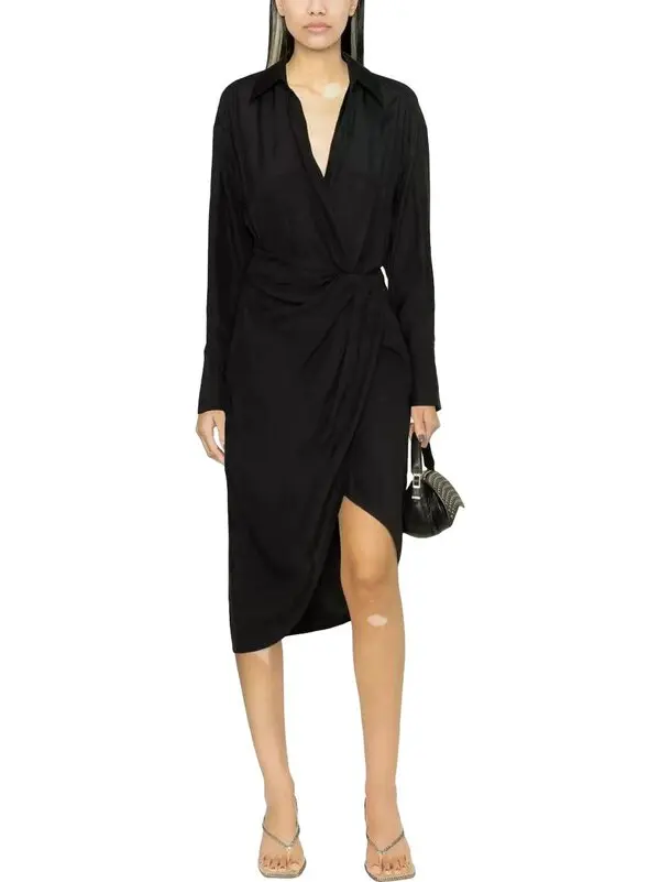 Gauge81 Gathered-front Shirt Dress - Black