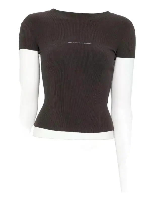 Alexander Wang Ribbed-knit Logo-print T-shirt - Brown