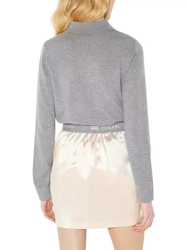Elisabetta Franchi Knit Cardigan With Golden Metal Buttons - Grey