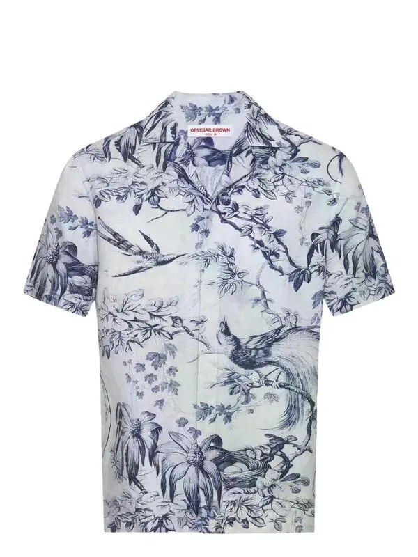 Orlebar Brown Maitan Zephra Bird-print Linen Shirt - Blue