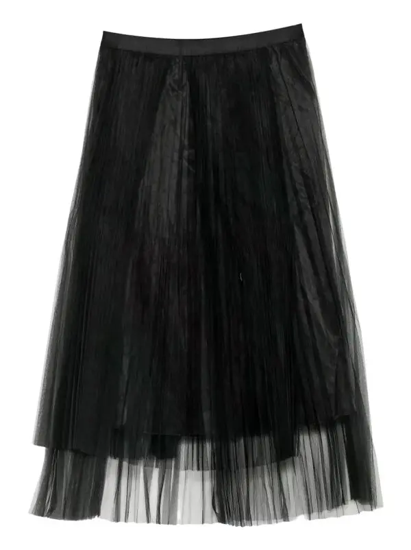 JNBY Sheer Mesh Pleated Midi Skirt - Black