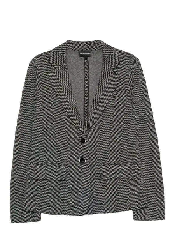 Emporio Armani Herringbone-pattern Single-breasted Jacket - Grey
