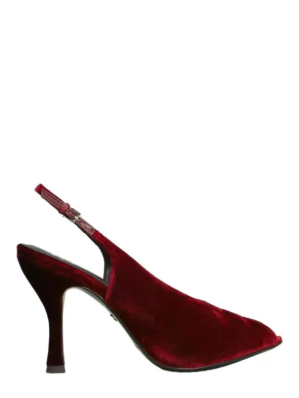 Lola Cruz Velvet Slingback Pumps - Red