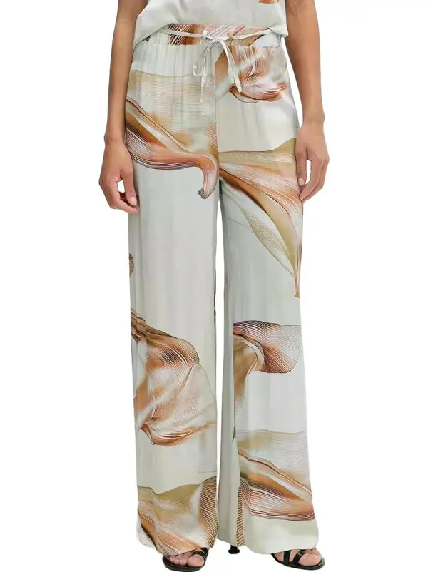 ISABELLE BLANCHE Abstract Print Wide Leg Trousers - Neutrals