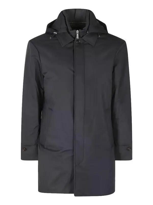MOORER Hooded Single-breasted Jacket - Blue