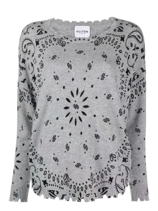 KUJTEN Intarsia-knit Cashmere Jumper - Grey
