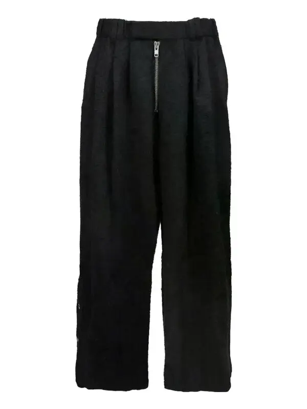 FILTH Button-embellished Textured Wide-leg Trousers - Black