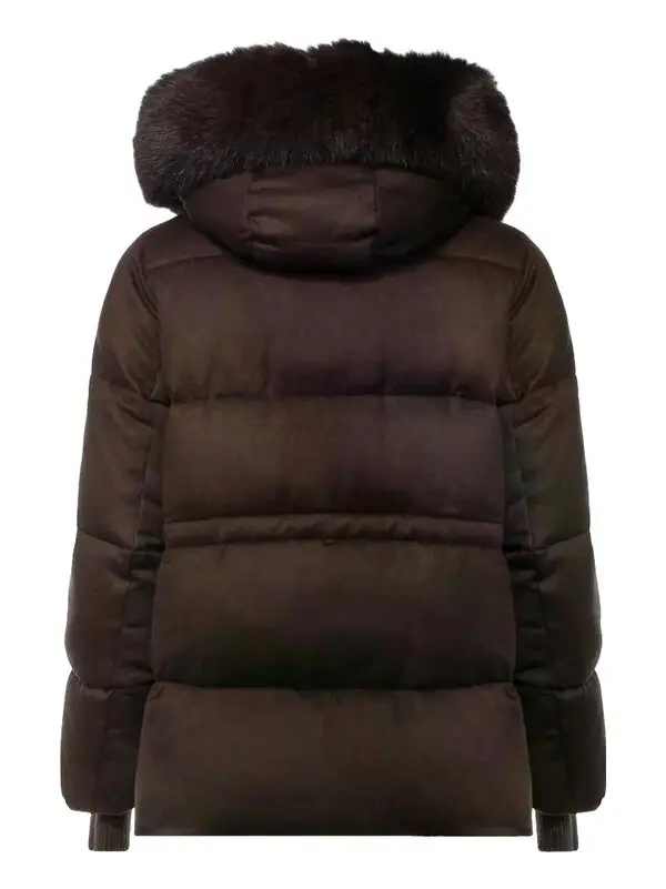 MOORER Faux-fur Trimmed Hooded Puffer Jacket - Brown