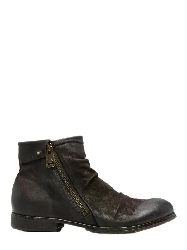 A.S.98 Clash Distressed-effect Side-zip Ankle Boots - Brown