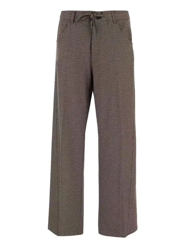 DARKPARK Houndstooth-pattern Drawstring-fastening Trousers - Brown