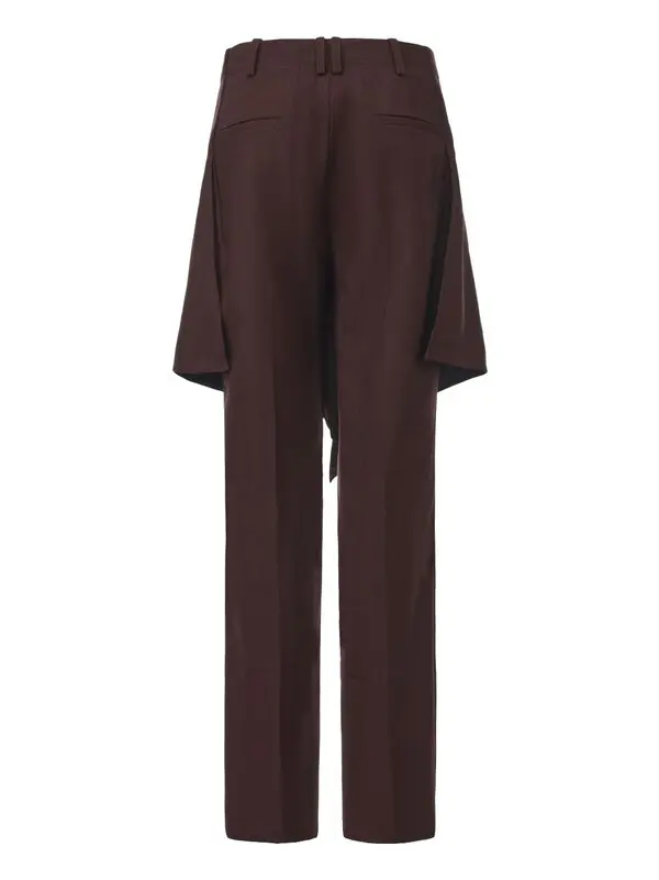 FRONT ROW SHOP Layered Skirt Trousers - Brown