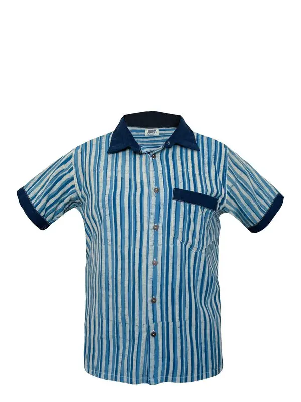 JIWYA Neel Casual Striped Cotton Shirt - Blue