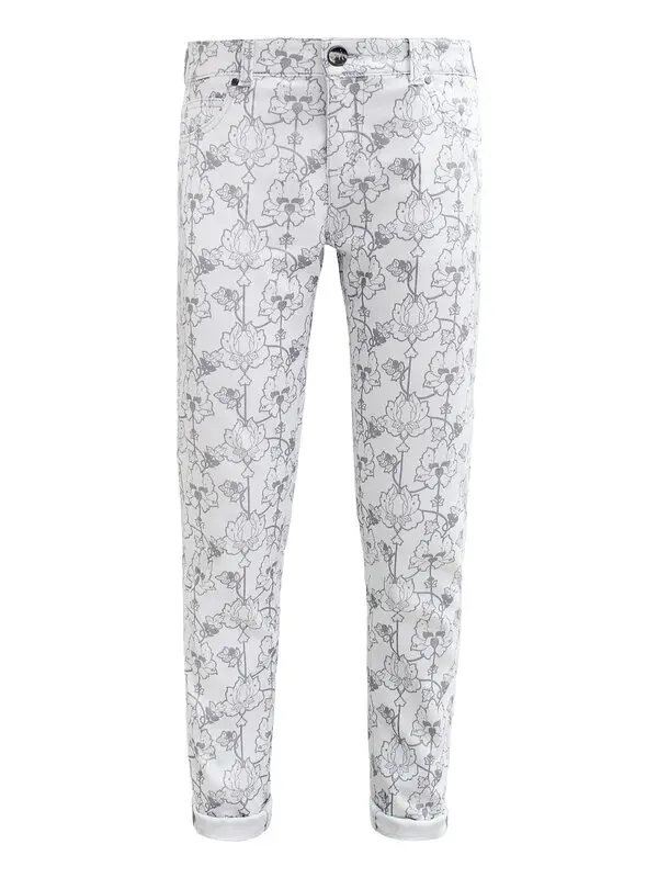 MY PAIR OF JEANS Boyfriend Fit Printed Jeans - White/silver