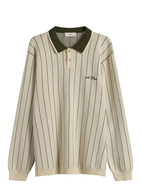 LES DEUX Signature Knitted Long Sleeve Polo - Ivory