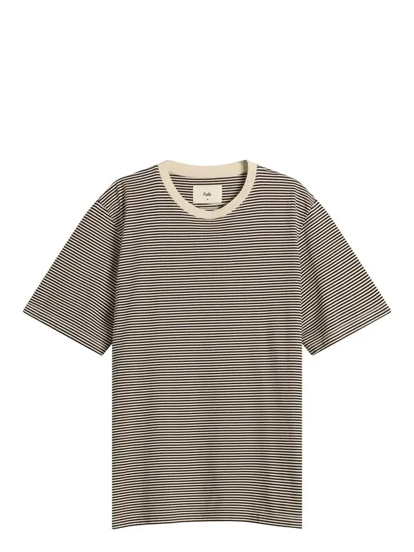 Folk 1x1 Stripe T-shirt - Espresso/stone