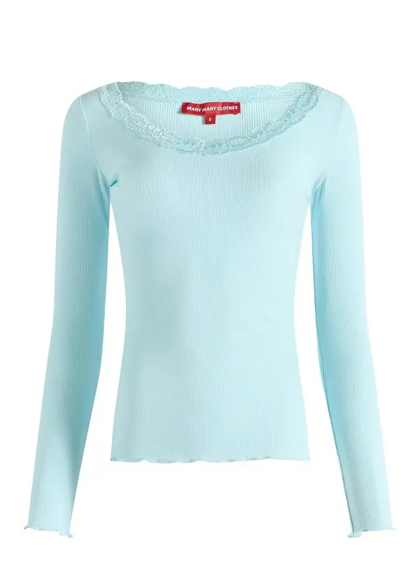 MANY MANY CLOTHES The Uma Long Sleeve Top - Turquoise