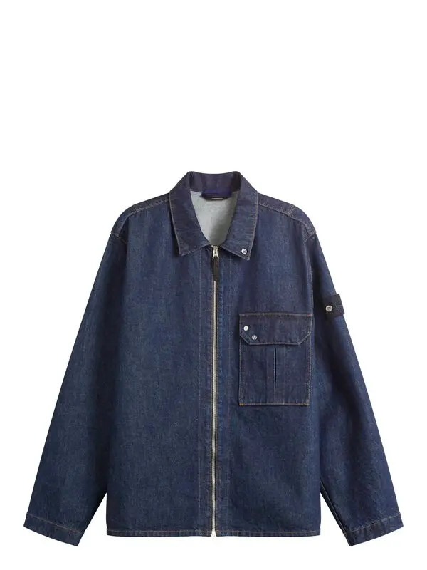 Stone Island Denim Research Indigo Denim Zip Shirt Jacket - Blue Rinse
