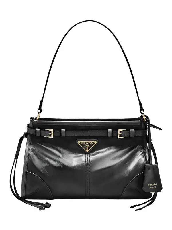 Prada Small Bonnie Top-handle Bag In Calf Leather - Black