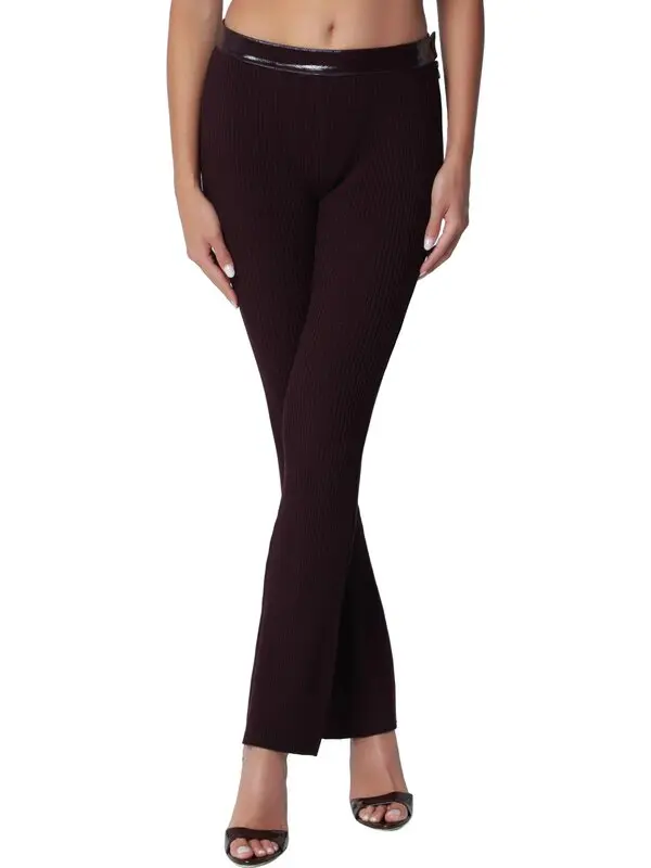 COURREGES Straight-leg Trousers In Ribbed Knit - Burgundy