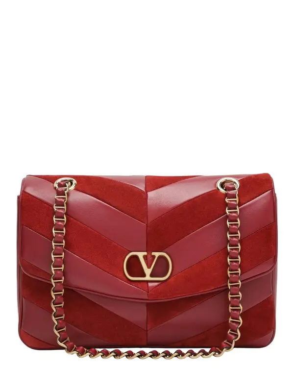 Valentino Garavani Djuna Medium Suede And Nappa Shoulder Bag - Red