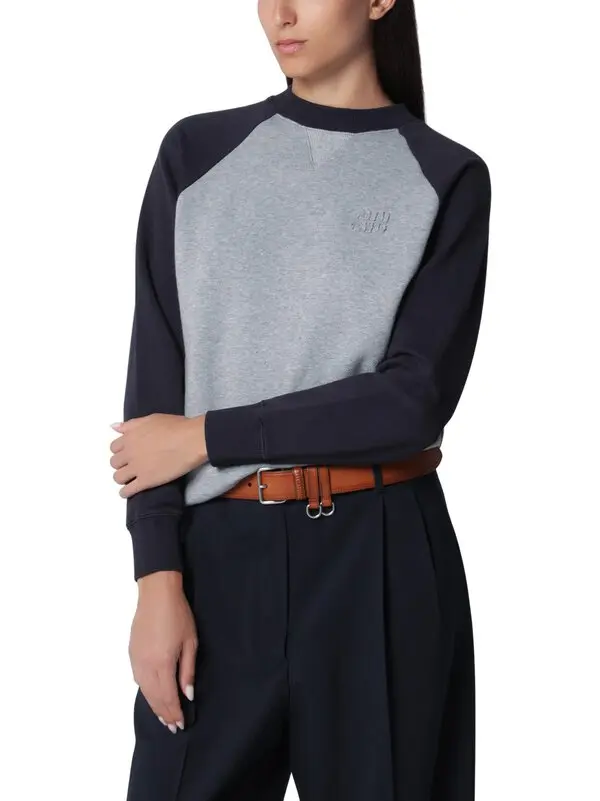 Miu Miu Cotton Colour-blocked Crewneck Sweatshirt - Grey