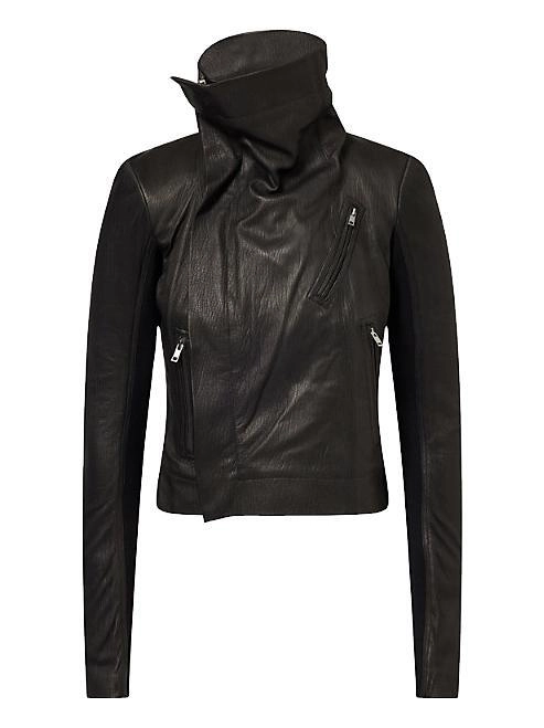 Rick Owens High-neck Biker Leather Jacket - Black