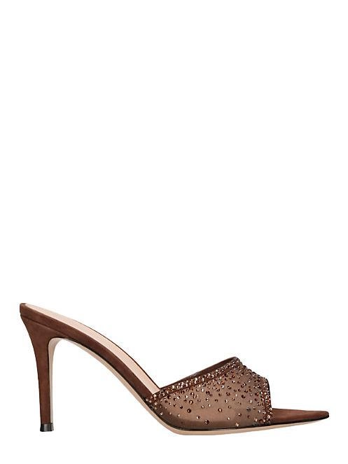 GIANVITO ROSSI Rania 85 Mesh Heeled Mules - Brown