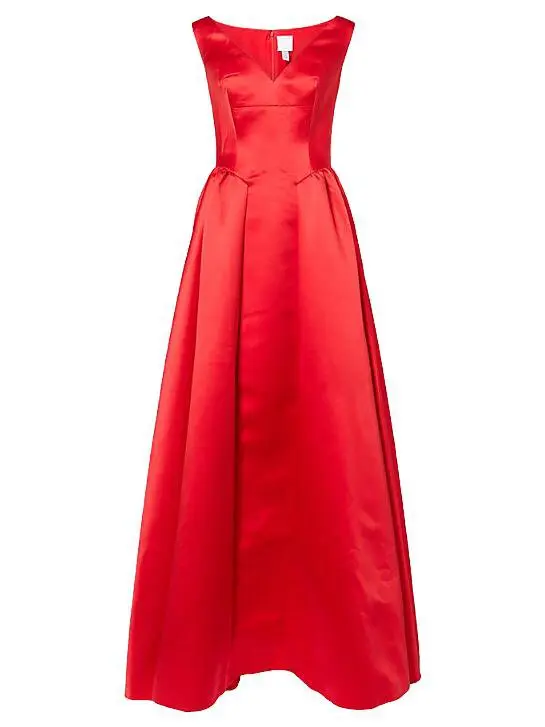 Huishan Zhang Juniper Structu Satin Maxi Dress - Red