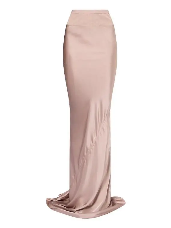 Rick Owens Coda Ribbed-panel Satin Maxi Skirt - Rose