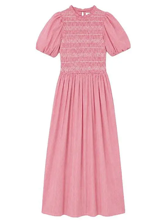RO&ZO Stripe-pattern Shir Woven Midi Dress - Red