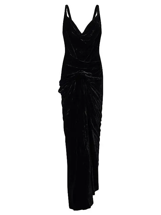 Rick Owens Strutter Cowl-neck Velvet Maxi Dress - Black