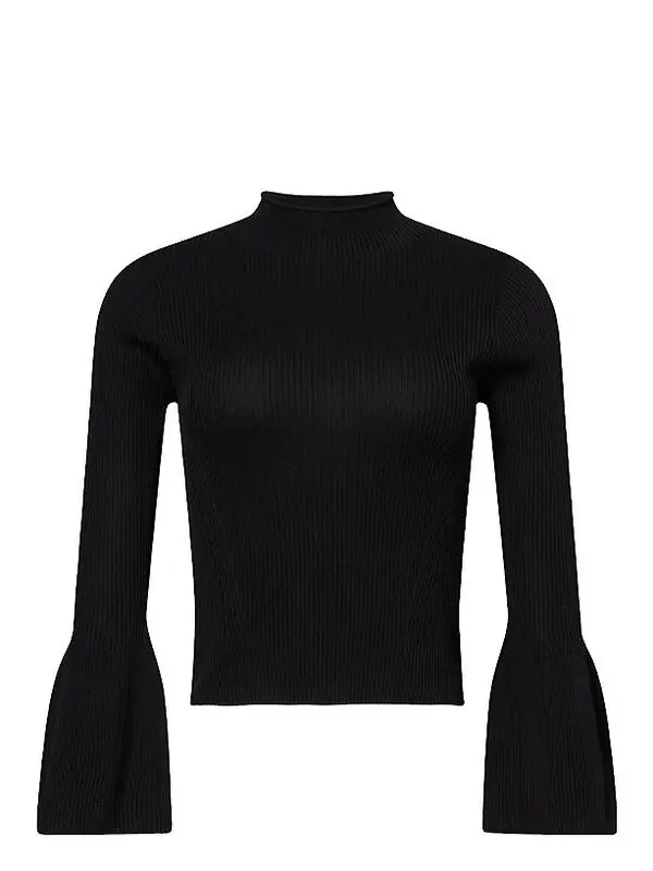 CFCL Soft Portrait Bell-sleeve Knitted Top - Black