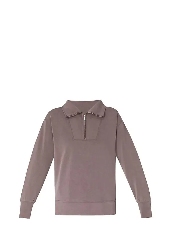 Sweaty Betty Half-zip Longline Jersey Sweatshirt - Sable Brown