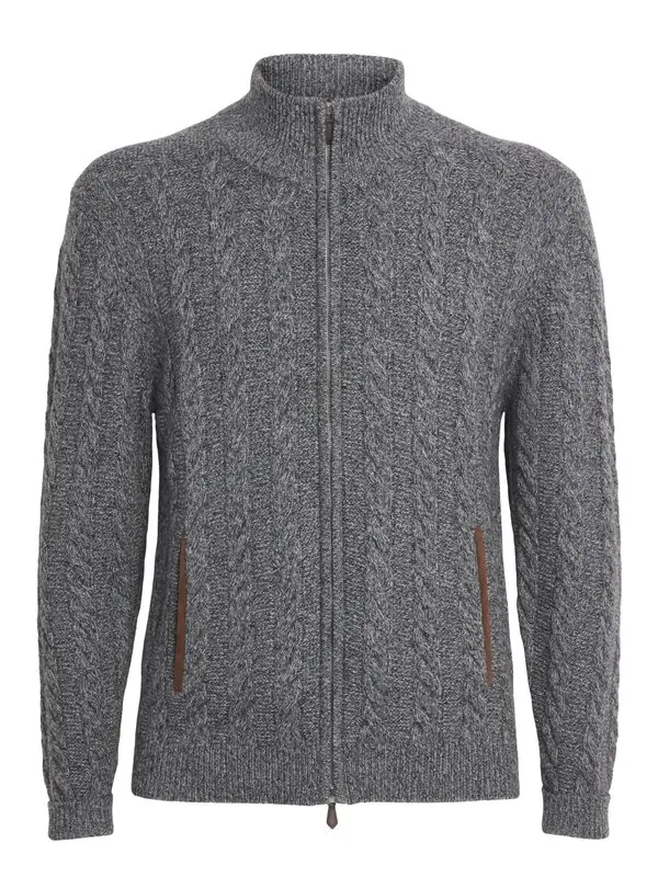N.peal Cashmere Cable-knit Zip-up Cardigan - Grey