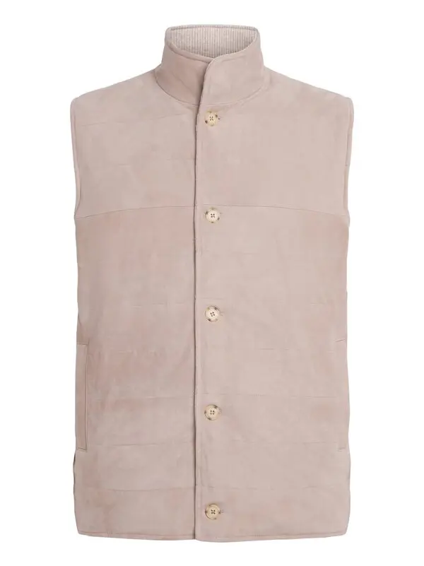 N.peal Reversible Organic Cashmere And Suede Gilet - Beige