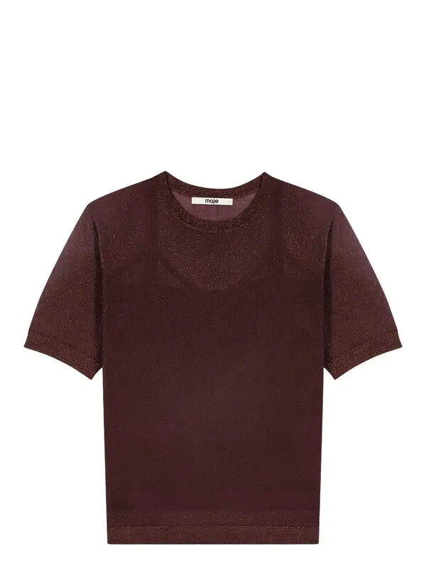 Maje Knit T-shirt And Cami Top Set - Brown