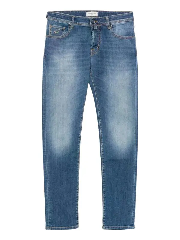 Jacob Cohen Faded-effect Logo-patch Jeans - Blue