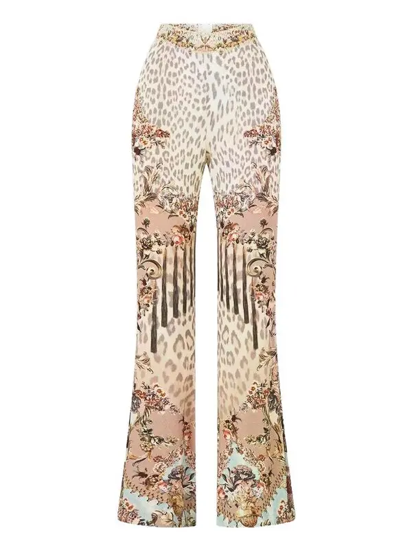 Camilla Aranjuez Animalia Crystal-embellished Flared Trousers - Neutrals