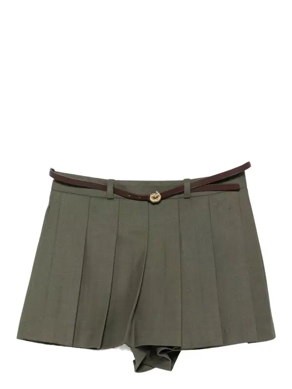 Maje Pleated Belted Shorts - Green