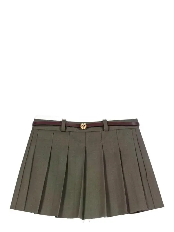 Maje Pleated Belted Shorts - Green