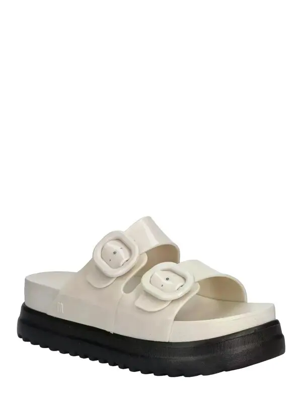 Melissa Buckle-fastening Platform Slides - Neutrals