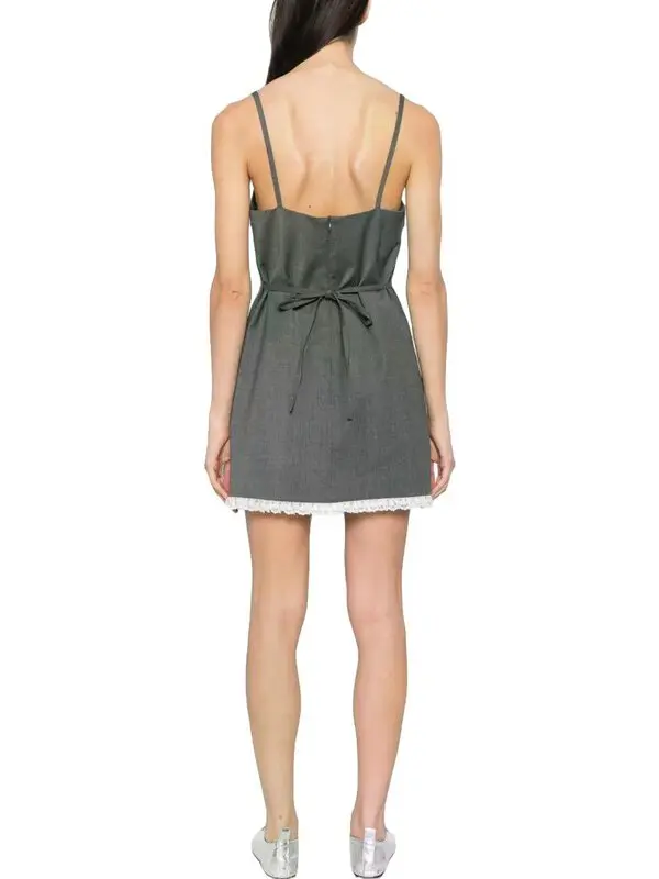 Maje Bow-detail Lace-trim Mini Dress - Grey